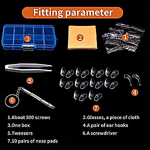 Eyeglass Repair Kit, OFONE Glasses Repair Kit with 500pcs Tiny Metal Screws Precision Screwdriver Set Tweezer and Nose Pads Fits Eyeglasses, Sunglasses, Spectacle and Watch Repair