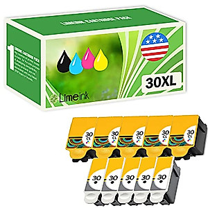 Limeink© 10 Pack Remanufactured 30XL Ink Cartridges (5 Black, 5 Color) Use Replacement for ESP: 3.2, C110, C310, C315, Office 2150, Office 2170, Hero 3.1, Hero 5.1 Printers 1550532 1341080