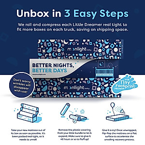 Moonlight Slumber Luxury Dreamer Crib Mattress - Dual-Sided, 2-Stage Baby and Toddler Mattress with Cool Memory Foam Layer and Breathable Mattress Cover - Hypoallergenic and Waterproof - 52"x27.5"x6"