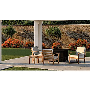 Patio Sense 63342 Lio Wooden Armchair with Cushions Modern & Contemporary Lounge Chair Patio Living Room Study Garden & Outdoors Soft & Comfortable Low Maintenance - Brown & White