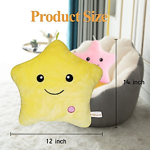 KAHEAUM Twinkle Star Pillow, Decorative Throw Pillows LED Night Light Up Pillow Stuffed Animal Plush Toys Cute Pillows for Kids Girls Birthday Christmas Valentine,Yellow Soft Pillow Cushions