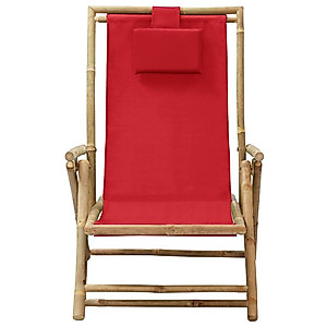 Reclining Relaxing Chair Red Bamboo and Fabric Make Your Patio Shine Essential Outdoor Seating Solution