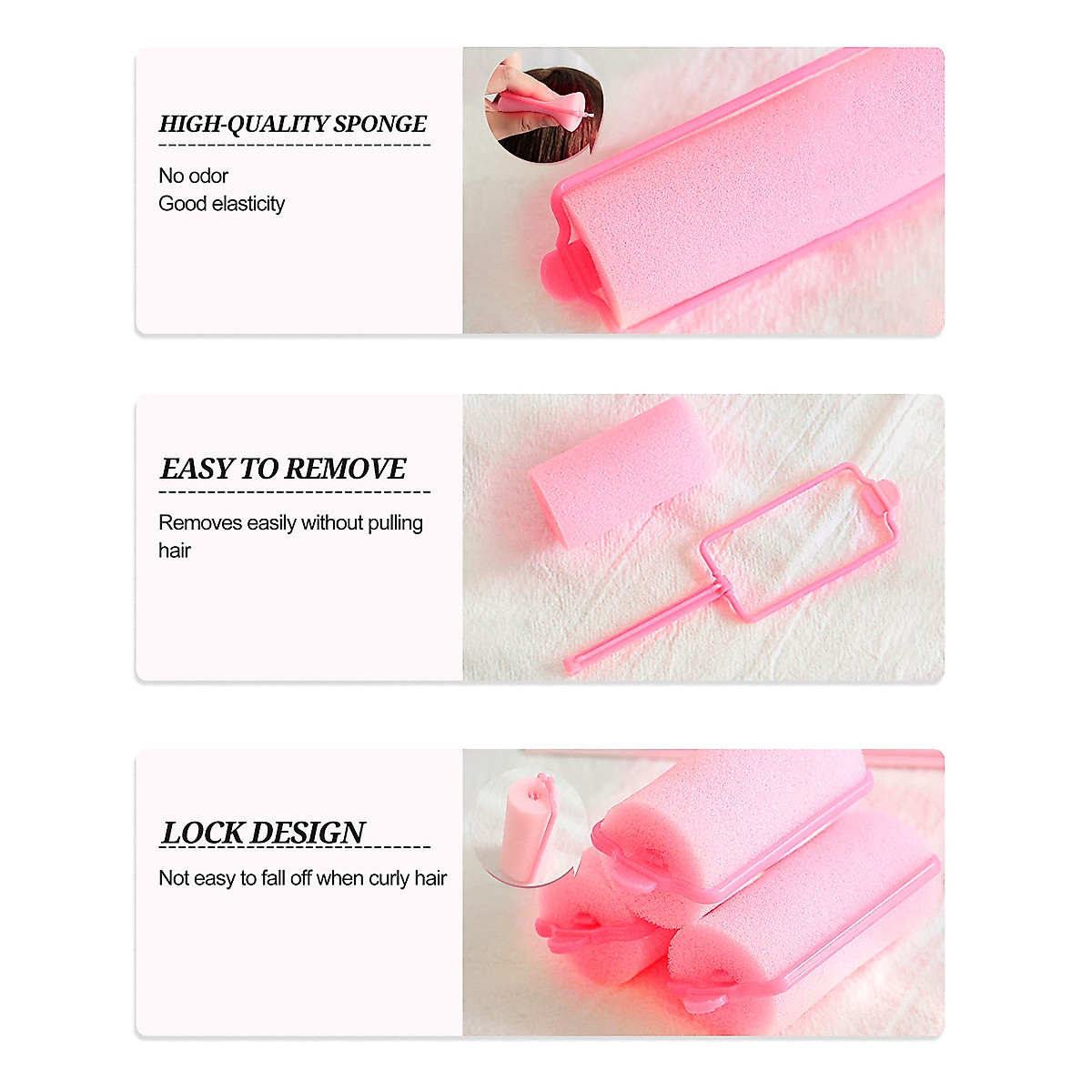 64 Pieces Sponge Hair Rollers: 2 Sizes for Medium Length Styling, Flexible Foam Curlers for Overnight Curl and Volume