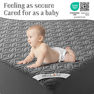 BEDLORE Waterproof Mattress Protector, Twin XL Size Mattress Pad with Deep Pocket 6"-15" Depth, Soft Breathable Dirt-Proof Bed Mattress Cover for Bedroom, College Dorm (Gray)