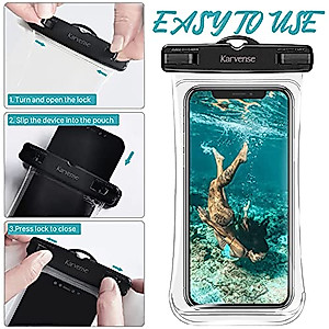 Karvense Waterproof Phone Pouch Case, 4 Pack Waterproof Cell Phone Holder/Bag for iPhone, Samsung Galaxy,Pixel, Moto, Universal Dry Bag for Vocation, Beach, Pool, Shower, Rafting, Kayaking, Snorkeling