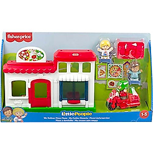 Fisher-Price Little People Toddler Playset We Deliver Pizza Place Toy Restaurant with Figures & Accessories for Ages 1+ Years