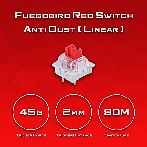 Fuegobird Mechanical Gaming Keyboard, RGB LED Backlit, Wired Keyboard with Linear Red Switch, 104 Full Keys Anti-ghosting, Double-Shot Keycaps