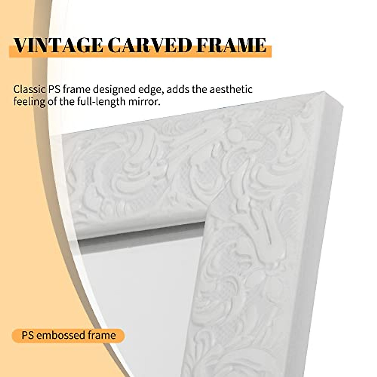 Beauty4U Full Length Mirror Wall Mirror Full Body Dressing Mirror Wall Mounted Hanging for Dorm Home, 50"x 14", White