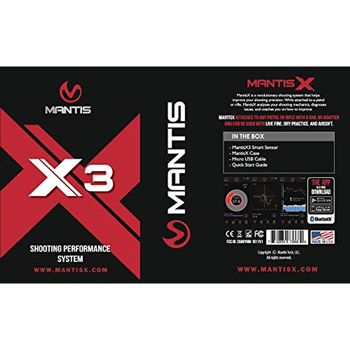 Mantis X3 Shooting Performance System - Real-time Tracking, Analysis, Diagnostics, and Coaching System for Firearm Training - MantisX