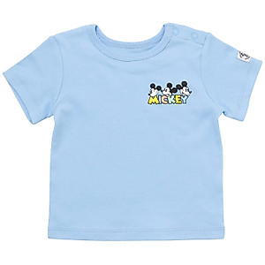 Disney Mickey Mouse Newborn Baby Boys Short Overalls T-Shirt and Hat 3 Piece Outfit Set Khaki/Blue 6-9 Months