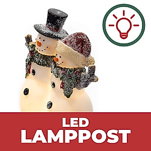 VP Home Christmas Snowman Decor Christmas Figurines Resin Snowman Lighted Decorations Indoor Glowing Snowman Couple LED Holiday Light Up Snowman Indoor Festive Fiber Optic Decorations