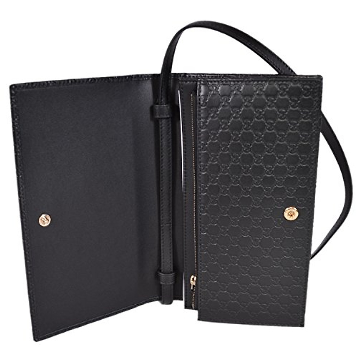 Gucci Women's Leather Micro GG Guccissima Mini Crossbody Wallet Bag Purse (Black)