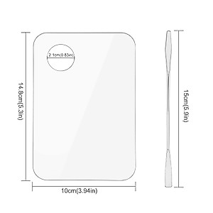 Acrylic Cosmetic Makeup Palette, Makeup Mixing Tray with Makeup Spatula Metal Mirror for Beauty Salon Color Cream Liquid Foundation Mixing Palette (2 Pcs Transparent palettes)