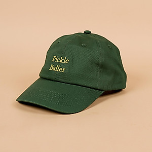 Hanna Roberts Green Pickleball Hat | Cap, Pickle Baller in Yellow Embroidered Letters