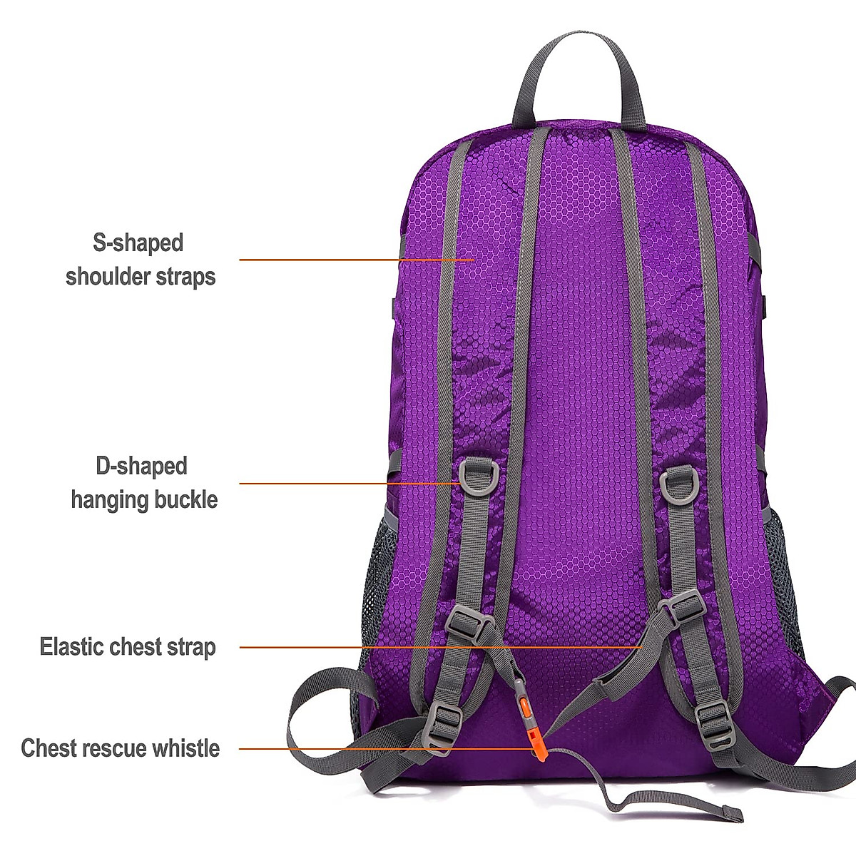 vimapo Packable Lightweight Backpack 40L, Ripstop Nylon Foldable Traveling Daypack, Collapsible Hiking Backpack For Outdoor(Purple)