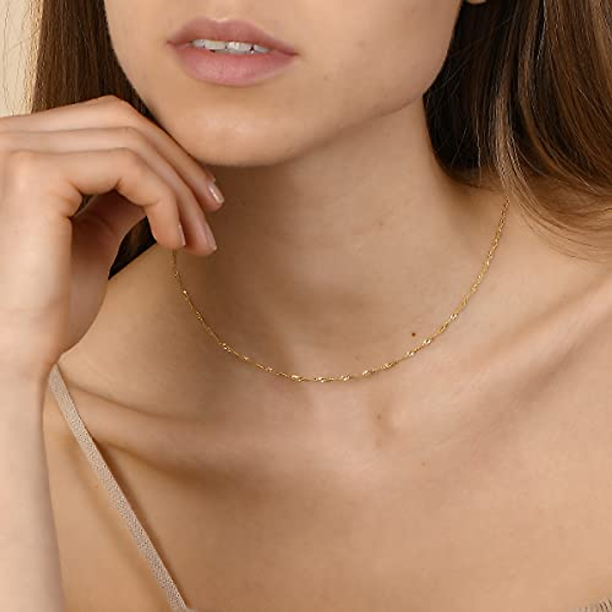 PORI JEWELERS 18K Gold 1.8MM Singapore Chain Necklace- Available in Yellow, White or Rose -14"-30" (Yellow, 24)