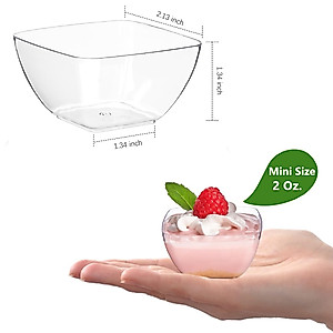 TOFLEN 100ct 2 oz Mini Dessert Cups with Spoons, Clear Plastic Reusable Small Party Serving Cups for Appetizers, Hors D'oeuvres Plates