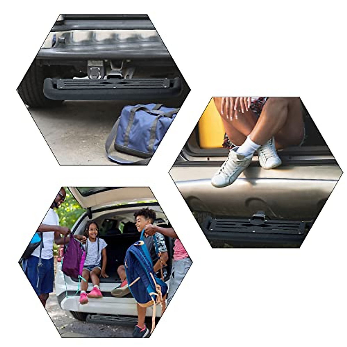 HONGNAL Hitch Step for 2 inch Receiver, Black Hitch Step Bar with Hitch Lock Stabilize Rear Bumper Guard Protector Compatible for Car Truck Vehicles