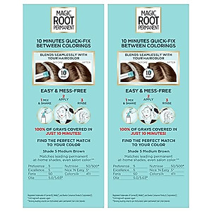L’Oréal Paris Magic Root Permanent Hair Color, 10 Minute Hair Dye Kit to Rescue Roots with 100% Gray Hair Coverage, 5 Medium Brown, 2 Pack (Packaging May Vary)