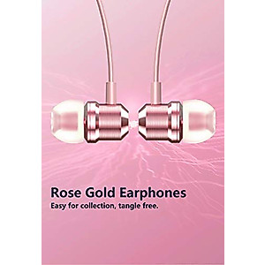TXHUTSOG Rose Gold Earbuds, Wired in Ear Headphones, Stereo Bass Earphones with Micphone, Sport Running Headphones with Volume Control, Women Earphones Compatible with Smartphones Mp3 Tablet Laptop