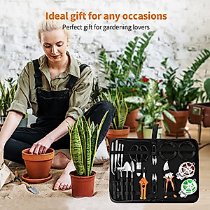 Bonsai Tools Set, 20 Pcs Gardening Succulent Tree Indoor Beginner Tool Kit, Include 262 Feet Bonsai Wire, 29.5"x29.5" Plant Repotting Mat, Leather Bag, Bonsai Scissors, Pruning Shears, Gifts for Women