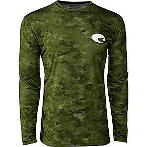 Costa Del Mar Tech Dot Matrix Performance Long Sleeve Shirt, Green, Large