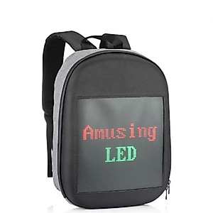 LED Backpack Pix Backpack Smart Backpack Lockable Laptop Backpack With Hard Case For Men Smart Light Up Backpack With Interactive Display Screen, Black