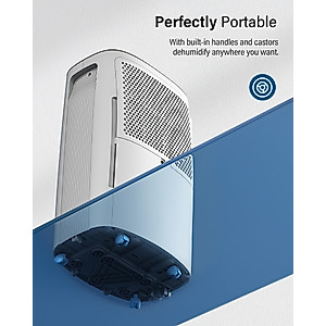 Hansabenne 50-Pints Dehumidifier for Basements - 4500 Sq. Ft. Dehumidifier with Auto or Manual Drainage - Compact Dehumidifier with Intelligent Humidity Control | Auto Defrost | Dry Clothes