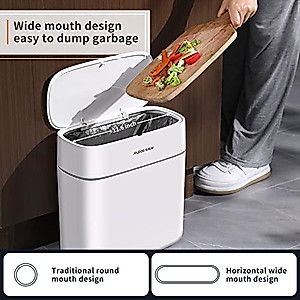 Garbage Can with Lid for Bathroom, JOYBOS Small Trash Can with Press Type Cover, Slim Narrow 14L Waste Bin, Suit for Bedroom, Laundry, Office, Kids Room, Living Room