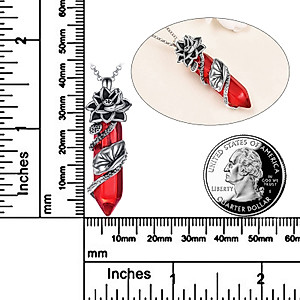 CRMAD Lotus July Flower Necklace for Women Sterling Silver Red Quartz Healing Stone Crystal Jewelry Mothers Day Birthday Gifts for Mom (07-July)