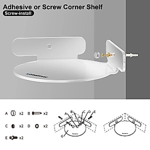 Acrylic Mini Circular Corner Shelf Mount for Security Cameras, Baby Monitors, Speakers, Plants & More, Universal Cam Holder, Easy to Install, Screwless with Damage-Free Replacement Strips (Clear)
