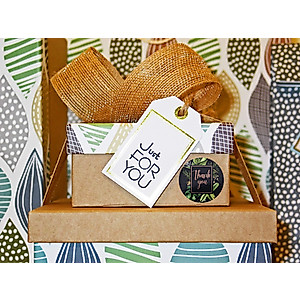 by Mich 1.5 Inch Thank You Stickers, Roll of 500 pc,3Designs |Thank You Stickers for Small Business, Wedding and Holiday |Pink, Black Thank You Labels with Greenery Boho Handwritten Rose Gold Font