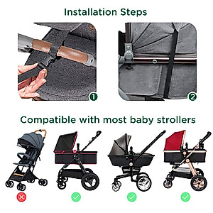 BYLaconic Stroller Sun Shade for Baby (Gray/with 2Pcs Hooks), Waterproof Sun Protection Stroller Shade Cover Anti-UV 50+ with Viewing Window for High Landscape Stroller