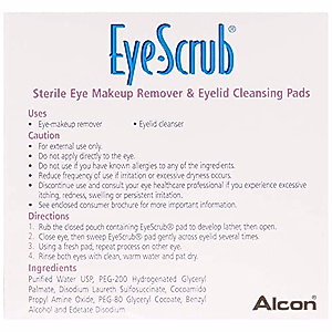 Eye Scrub Sterile Eye Makeup Remover & Eyelid Cleansing Pads 30 ea (Pack of 2)