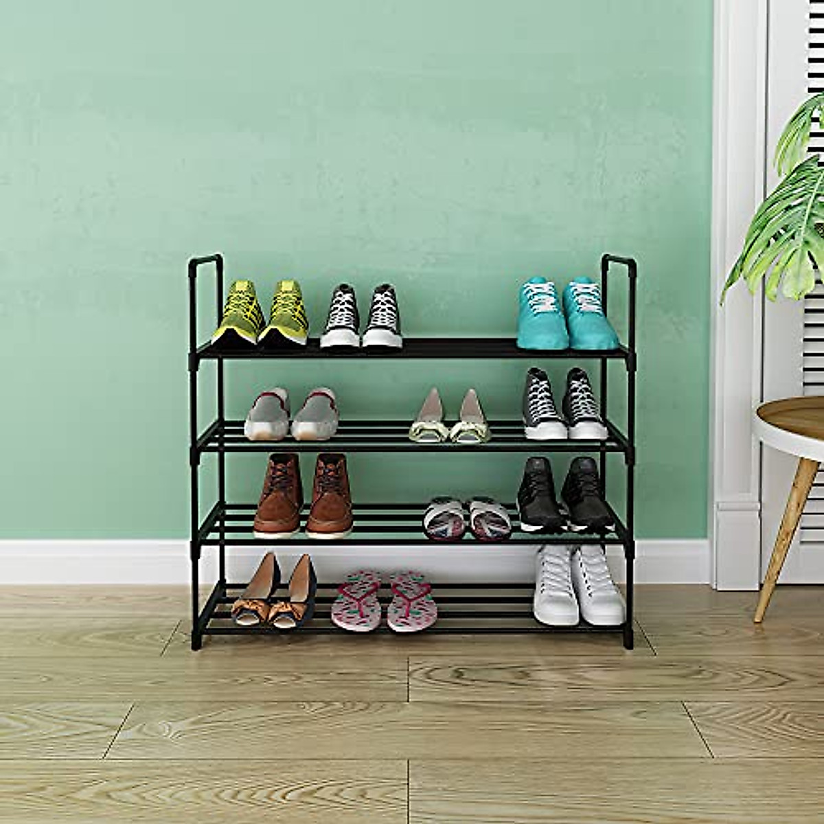 IMVELY 4-Tier Shoe Rack Organizer,16-24 Pairs Metal Shoe Rack for Closet,Shoe Stand,Shoe Shelf,Show Rack,Shoe Storage Cabinet for Entryway Bedroom Living Room Office,Black