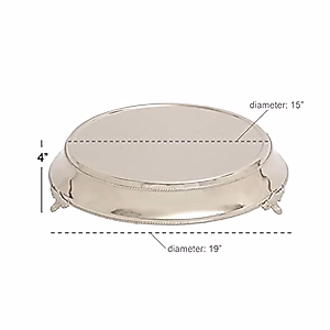 Deco 79 Traditional Stainless Steel Round Cake Stand, 18" x 18" x 4", Silver