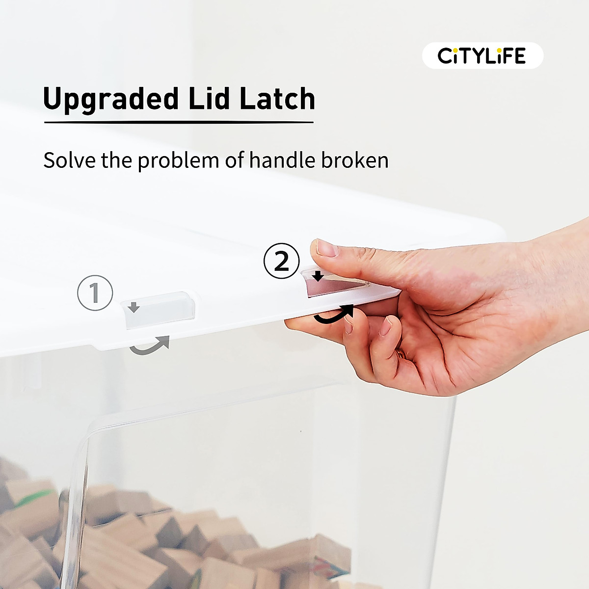 Citylife 54 Quart Stackable Storage Plastic Storage Box with Tight Locking Lid Clear Storage Box Chest, Plastic Container for Organizing Clothes in Closet, 4-Pack