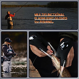 ThxToms LED Flashlight Gloves Gifts for Men, Father's Day Valentines Day Gift, Unique Birthday Stuff Gift for Dad Father Husband, Cool Gadgets Tools for Repairing Fishing Camping, 1 Pair Black