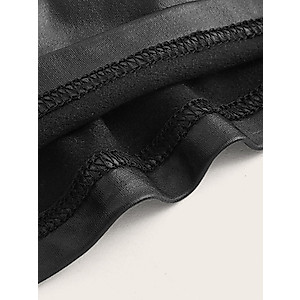 Floerns Women's PU Leather Crisscross Backless Cowl Neck Draped Crop Cami Top Black L