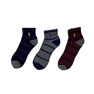 POLO RALPH LAUREN Men`s Ankle Cushioned Socks 3 Pack (Bardo(ZP824430PKN)/S_N, 10-13)