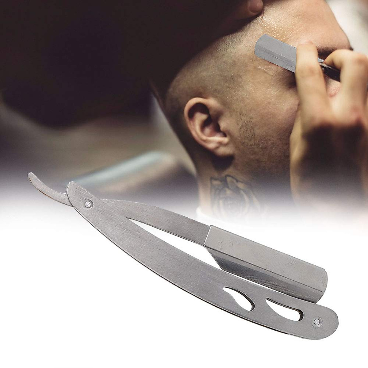 Barber Straight Razor, Stainless Steel 74 Manual Shaving Blade Holder Barber Folding Shaving Knife Rack(#1)