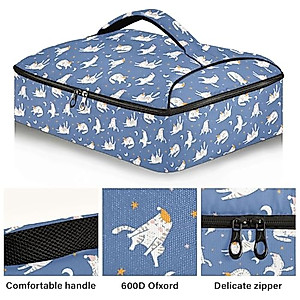 Kcldeci Insulated Thermal Food Carrier Insulated Casserole Carrier for Hot or Cold Food,Sleeping Cats Starry Sky Insulated Tote Bag for Potluck Cookouts Parties Picnic,Lasagna Lugger