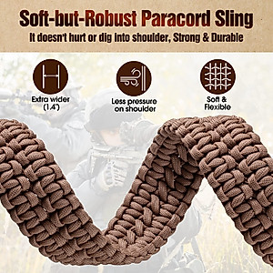 VVAAGG 2 Point QD Sling Adjustable 550 Paracord Sling with Metal Hook and QD Sling Swivels for Hunting (Tan)