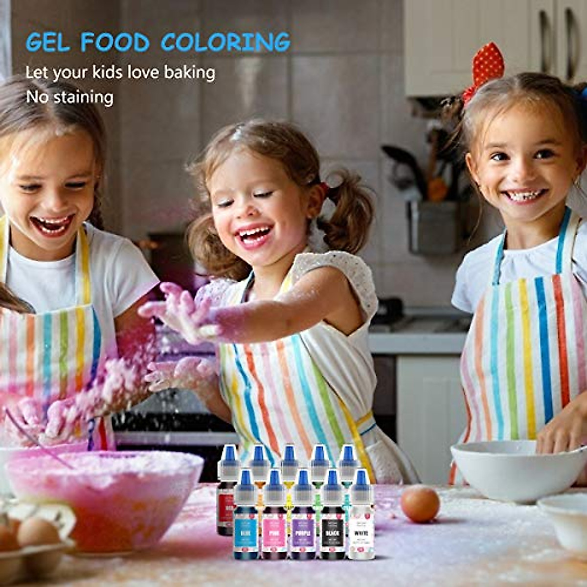 Food Coloring Cake Decorating Set - Jelife 10 Gel Based Flavorless Edible Food Dye Vibrant Concentrated Neon Icing Colors for Kids Baking Macaron Frosting Fondant Cookie (6ml/Bottles)