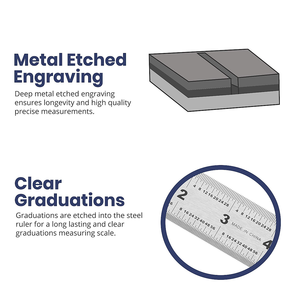 24" Stainless Steel Ruler with Non-Skid Cork Backing: 32 & 64 divisions per inch