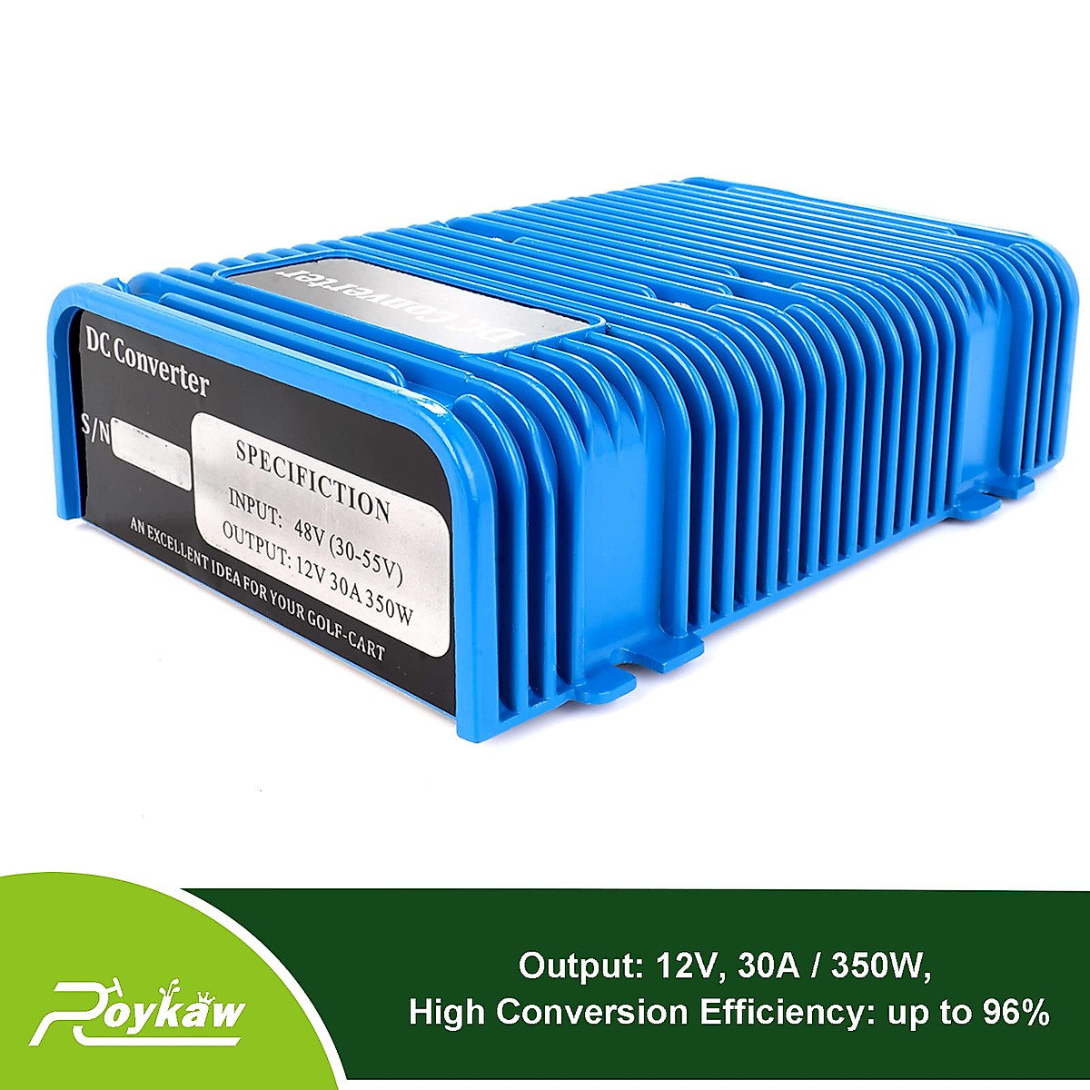 Roykaw Golf Cart Voltage Reducer Regulator Converter 36/48V to 12V Compatible with E-Z-GO Club Car Yamaha (30A/350W)