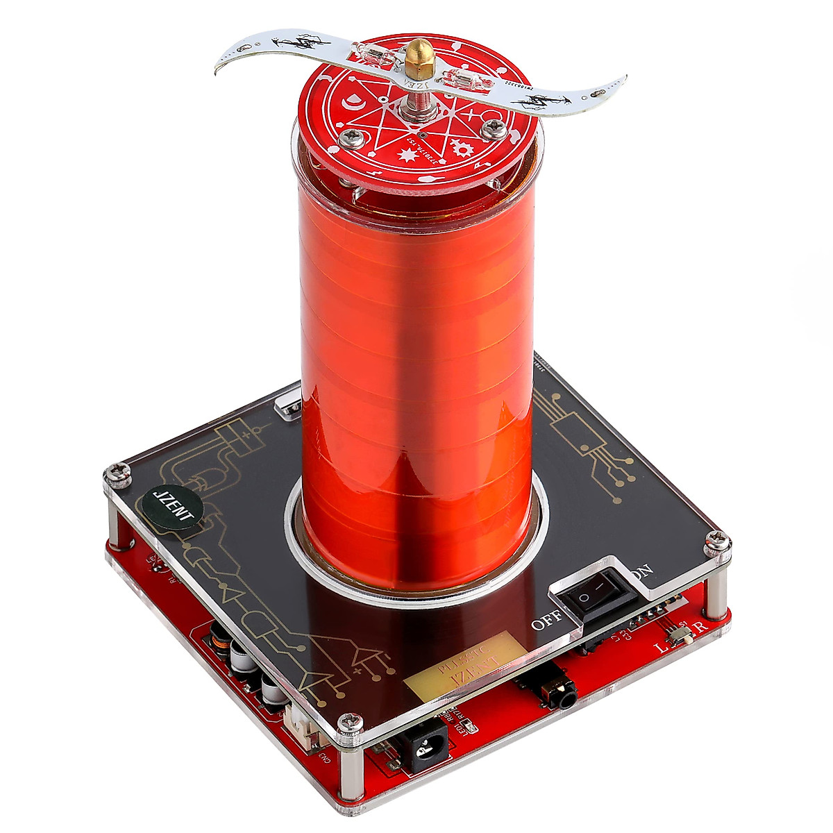 JZENT Bluetooth Music Tesla Coil PLLSSTC Desktop Toy Plasma Loudspeaker Arc Generator Wireless Transmission Teaching Demonstration Experiment Model JE-13