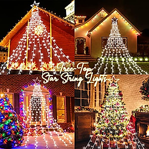 Outdoor Christmas Decorations 344 LED Star Lights Easy Installation & Waterproof Christmas Lights 8 Modes Christmas Tree Lights for Xmas Tree Home Wedding Thanksgiving Party Holiday Wall Garden