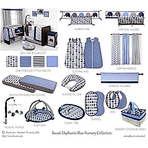 Bacati Collapsible Storage Hamper, Elephants, Blue/Grey, One Size