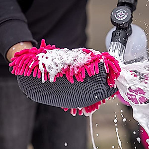 Muc-Off 2-in-1 Microfiber Wash Mitt - Wash Mitt for Car Washing and Bike Cleaning - Chenille Cleaning Mitt with Waffle Sponge for Bugs and Tar